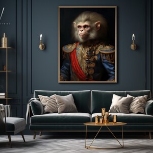 Victorian Monkey Portrait Gothic Canvas Wall Art, Renaissance Painting ...
