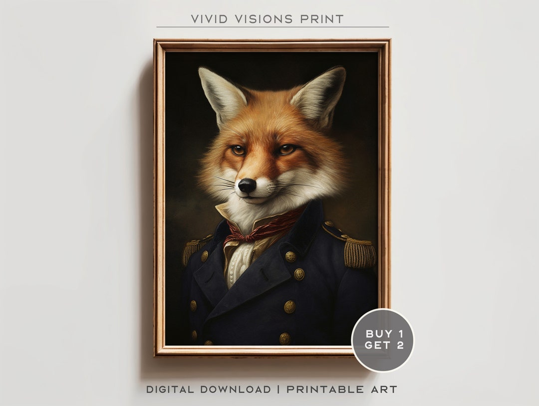 Victorian Fox Portrait - Gothic Canvas Wall Art, Renaissance Painting ...