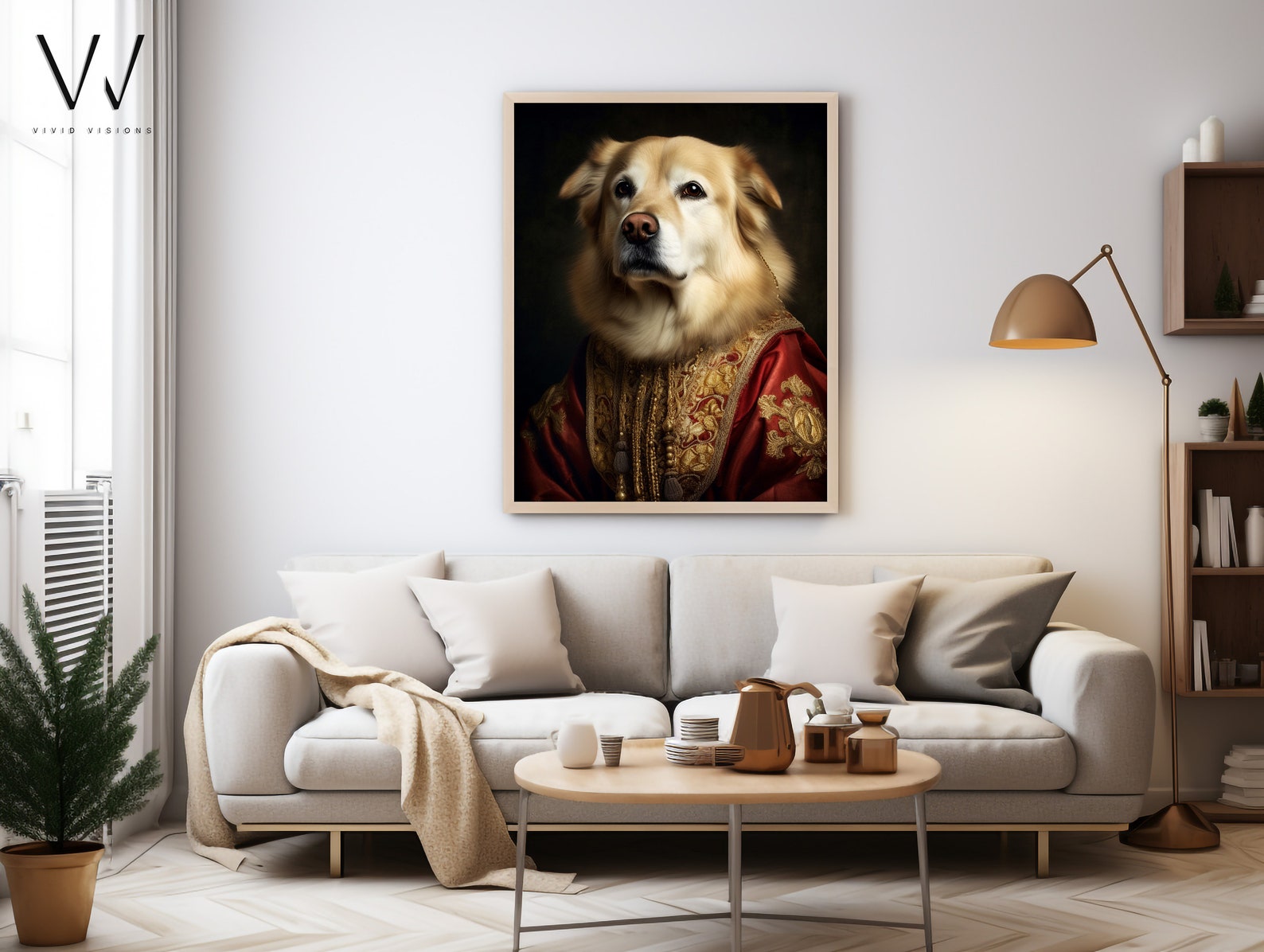Victorian Dog Portrait Gothic Canvas Wall Art Renaissance Painting ...