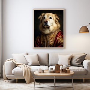 Victorian Dog Portrait Gothic Canvas Wall Art Renaissance Painting ...