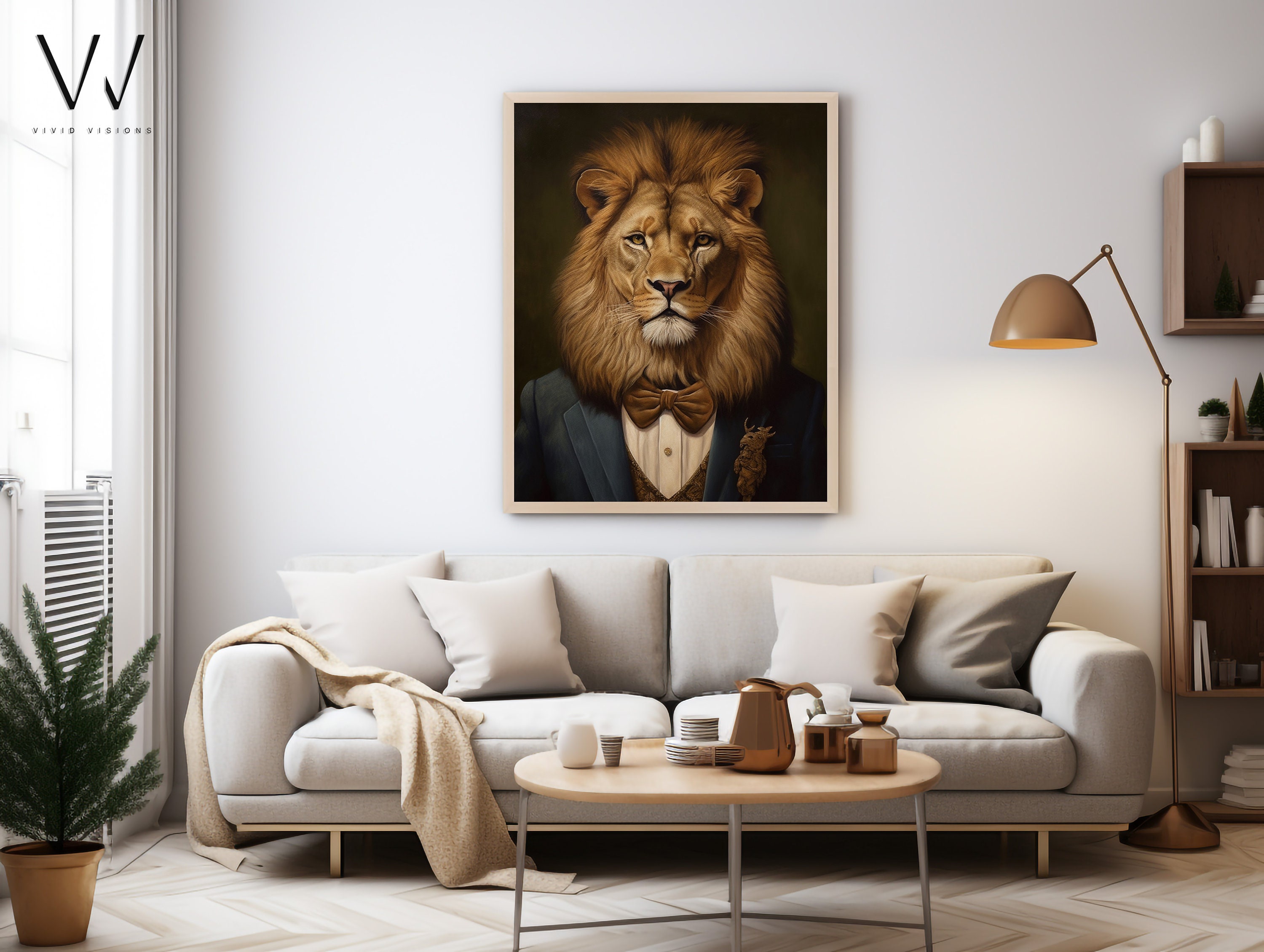 Victorian Lion Portrait Gothic Canvas Wall Art Renaissance Painting ...