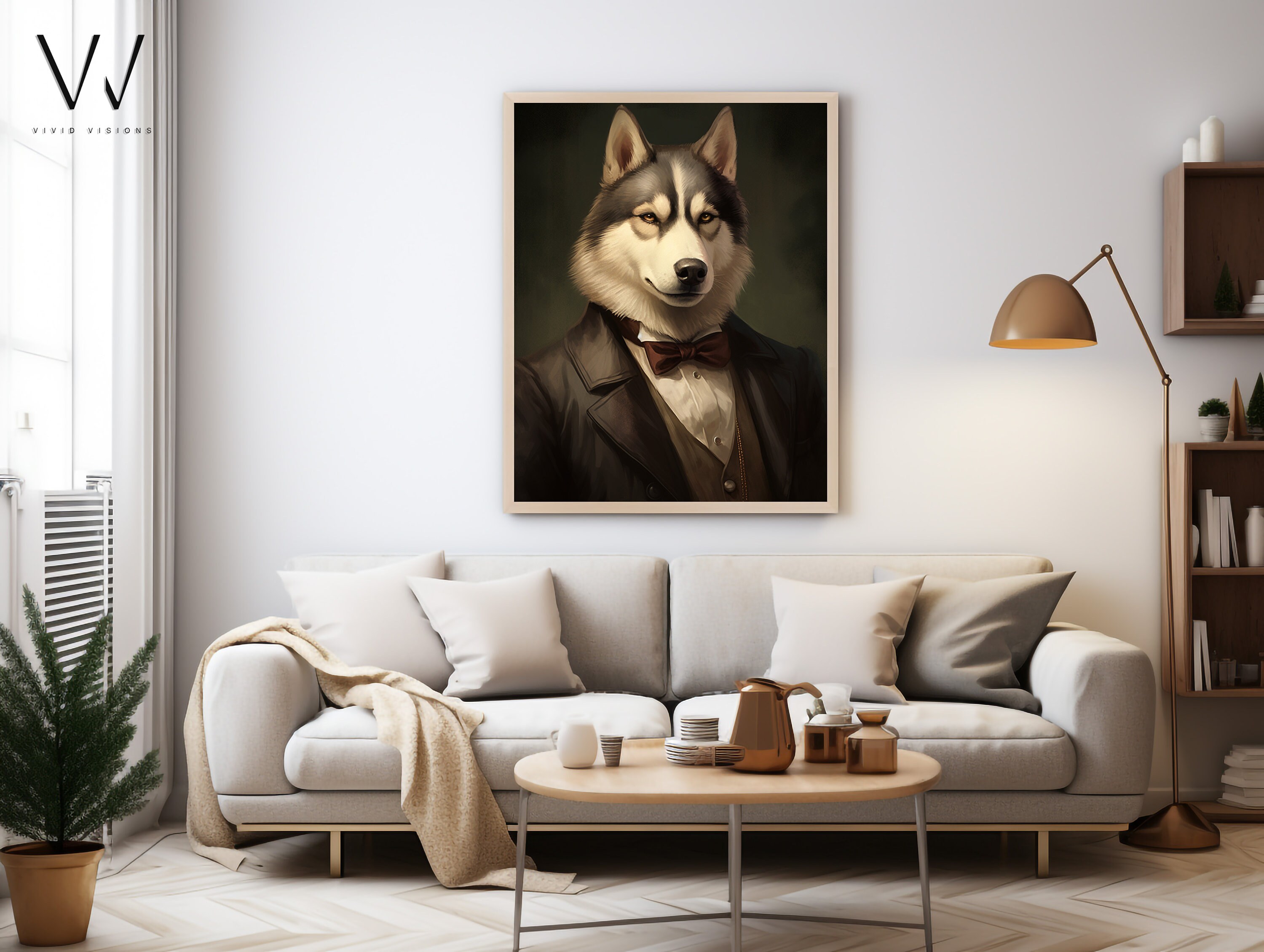 Victorian Husky Dog Portrait Gothic Canvas Wall Art Renaissance ...
