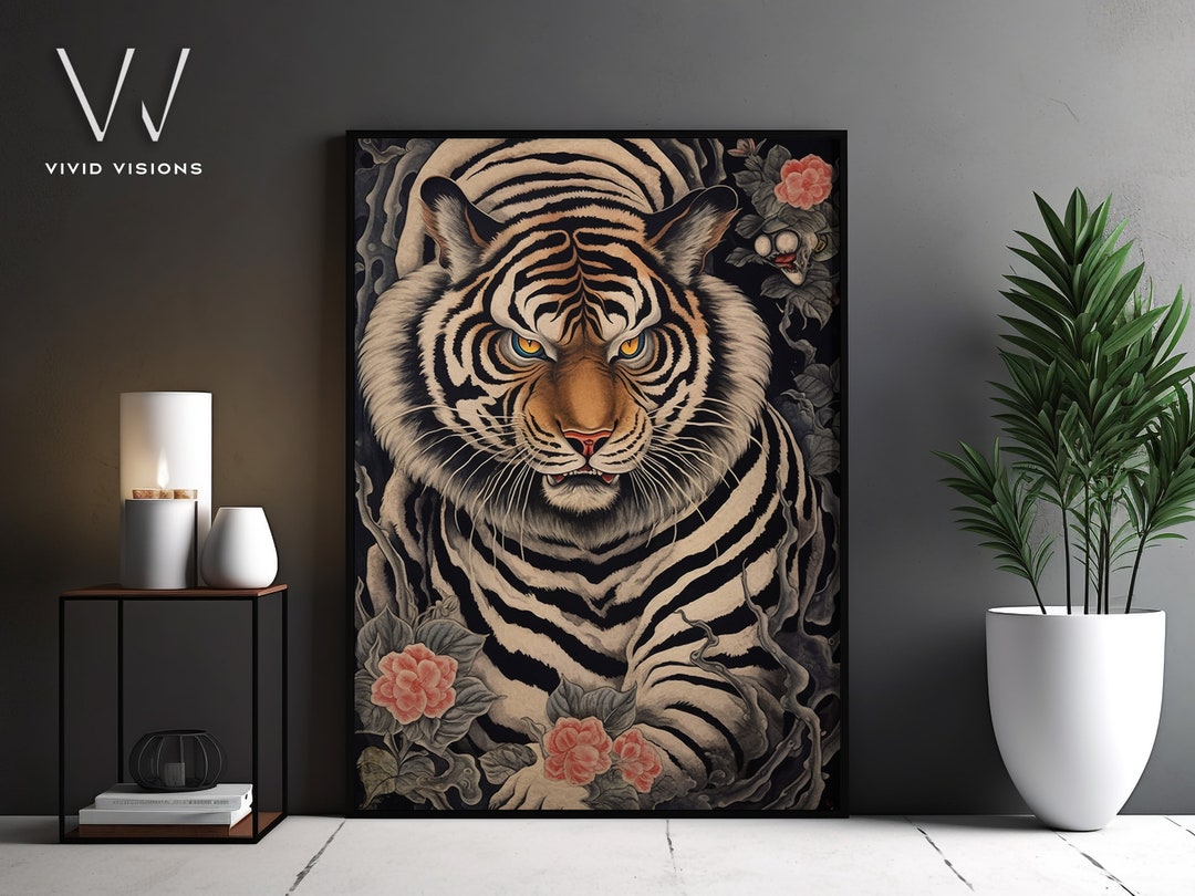 Antique Japanese Tiger Print - Vintage Talismanic Tiger Art ...