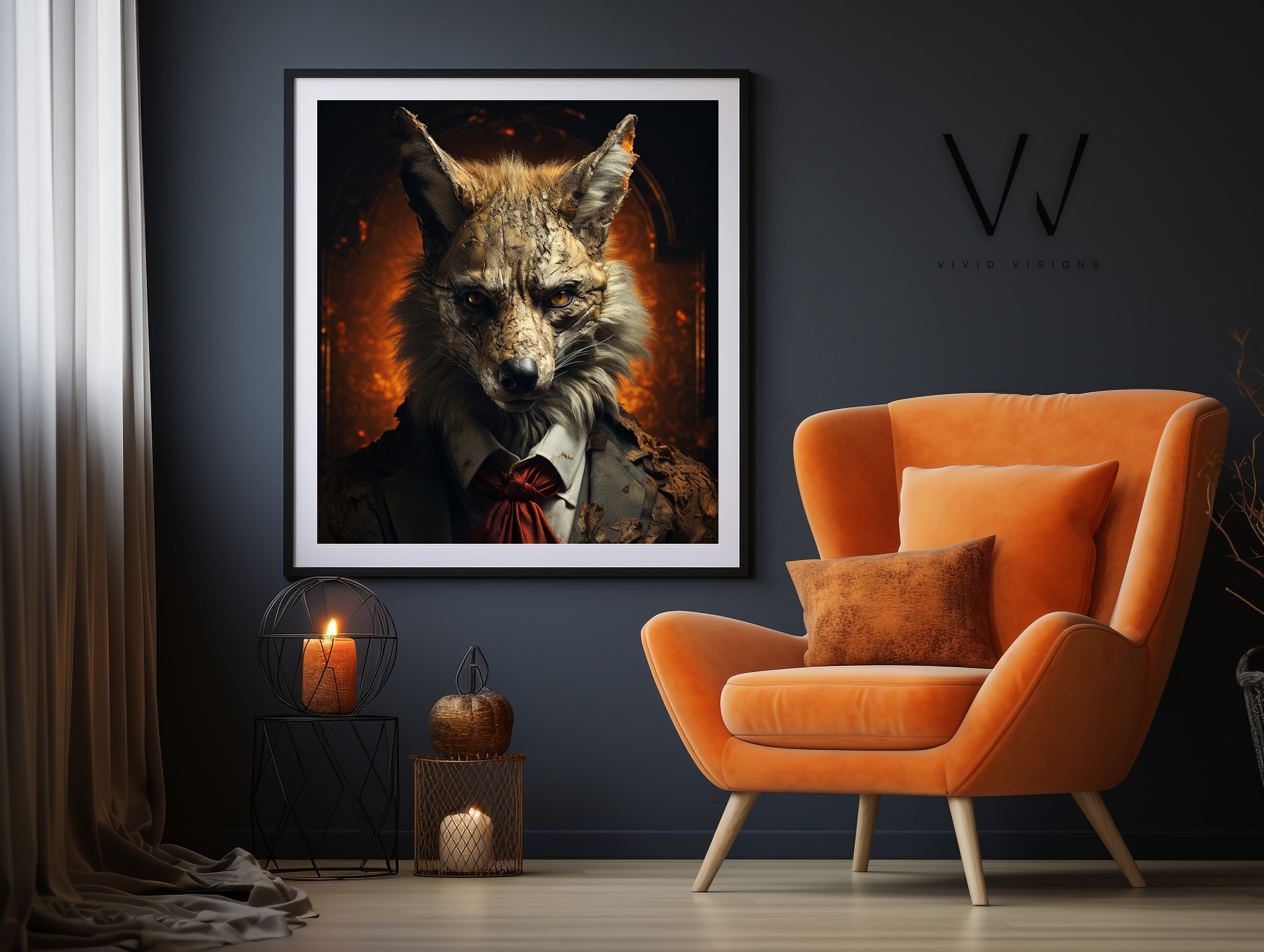 Spooky Vintage Aristocratic Fox Portrait Halloween Decor - Etsy