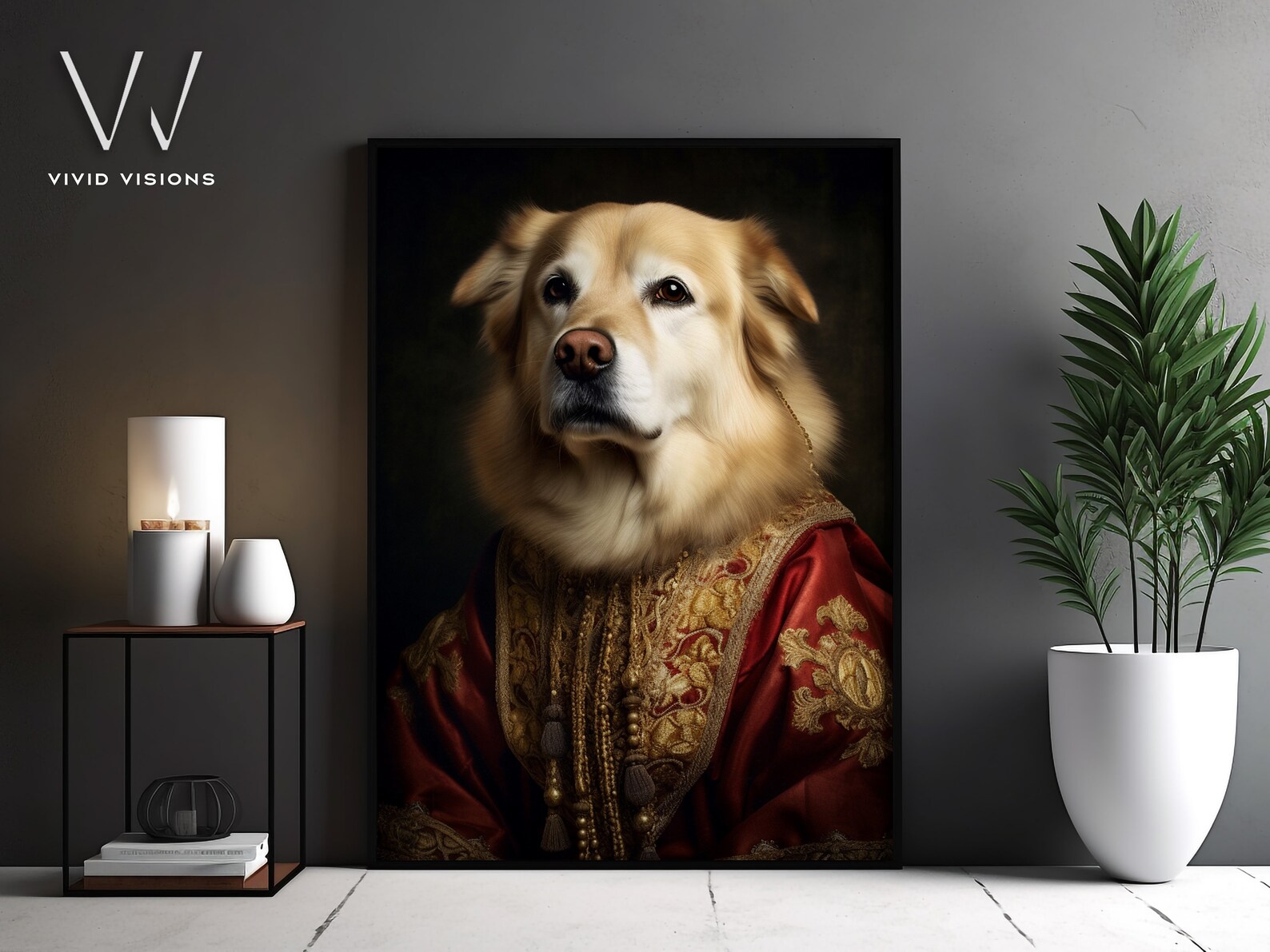 Victorian Dog Portrait Gothic Canvas Wall Art Renaissance Painting ...