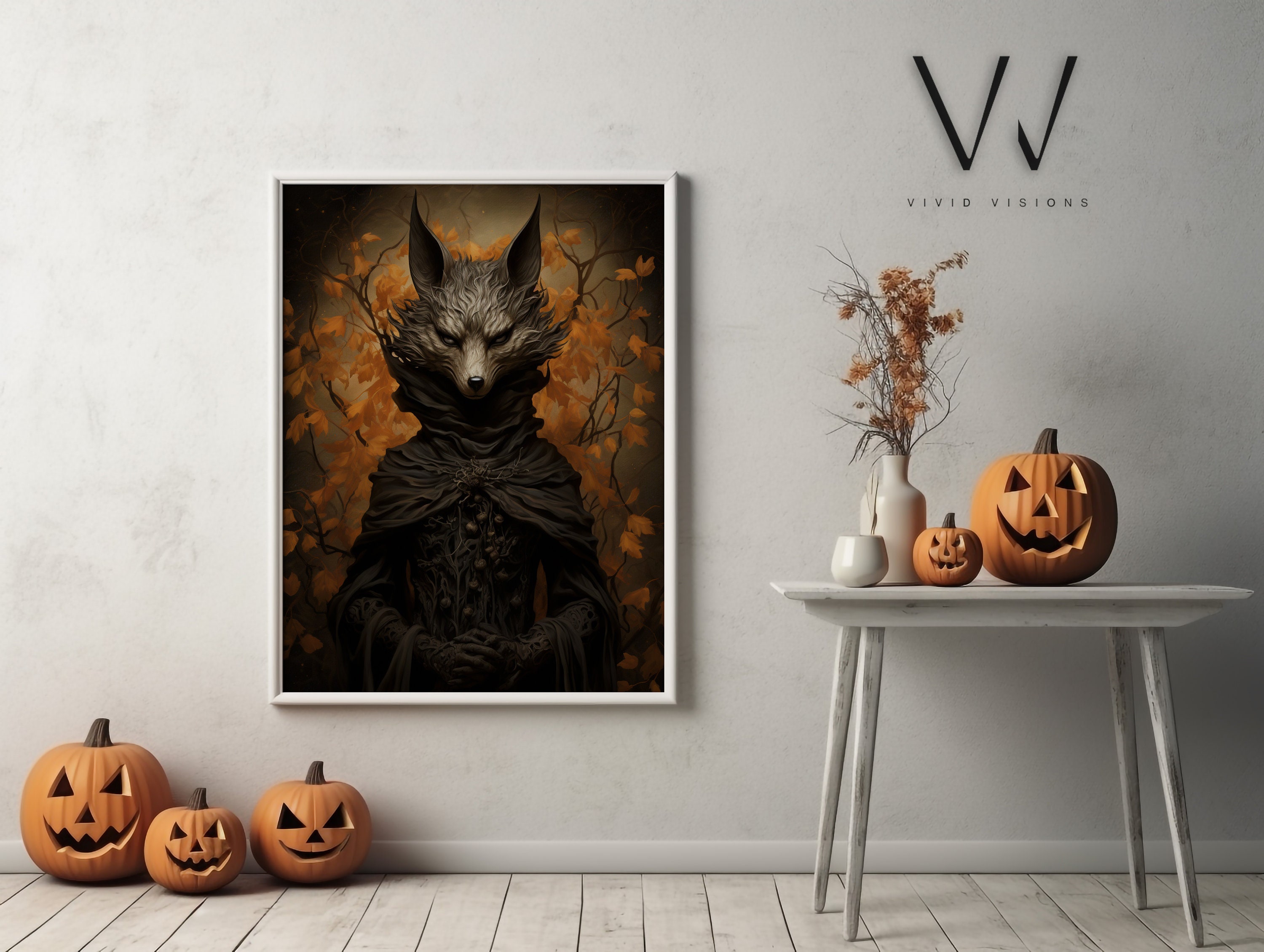 Spooky Vintage Aristocratic Fox Portrait Halloween Decor Unique ...