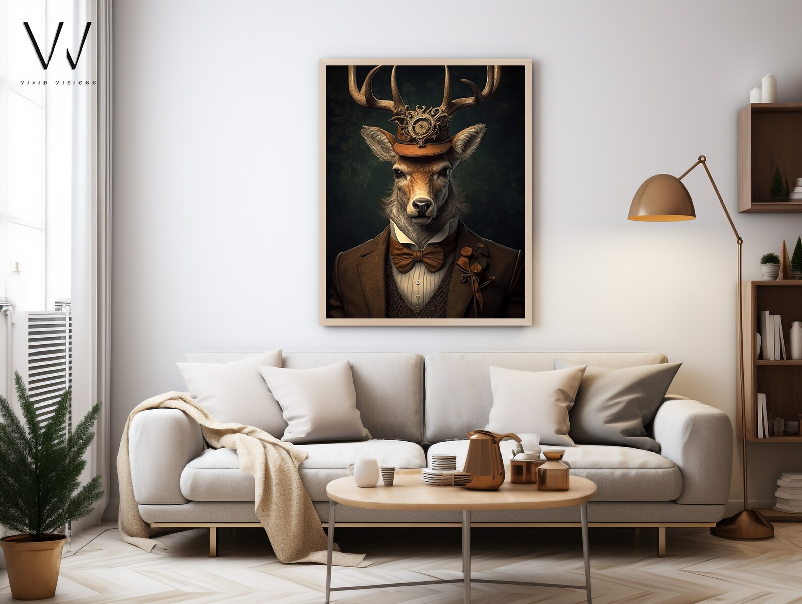 Victorian Stag Deer Portrait - Gothic Canvas Wall Art - Renaissance ...
