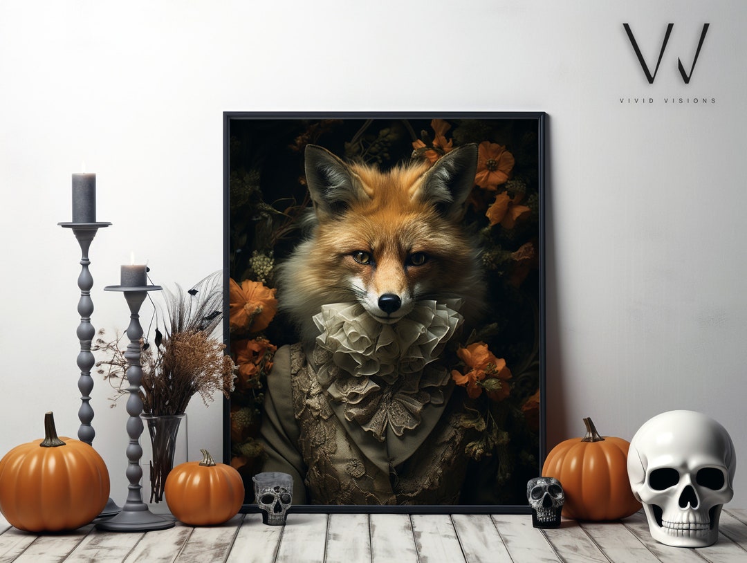 Spooky Vintage Aristocratic Fox Portrait - Halloween Decor - Unique ...
