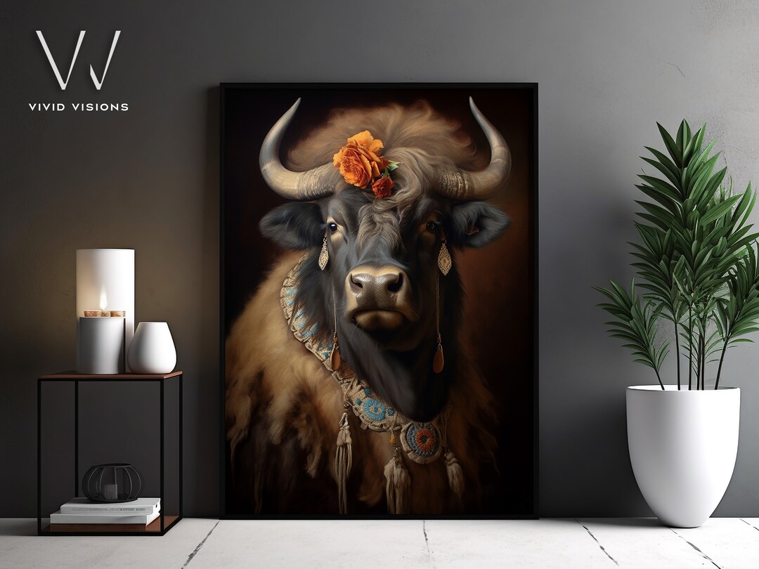 Victorian Highland Cow Portrait Gothic Canvas Wall Art, Renaissance ...