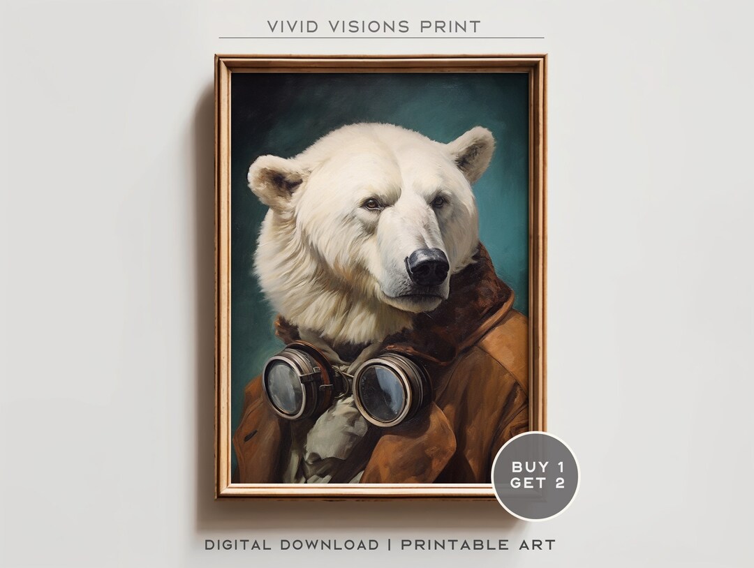 Victorian Polar Bear Portrait: Gothic Animal Art Print (digital ...