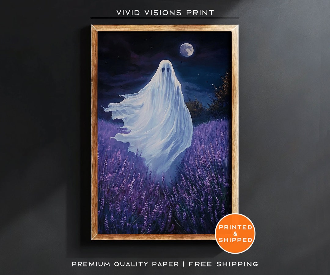 Ghost in Lavender Field Poster - Halloween Wall Art - Dark Academia ...