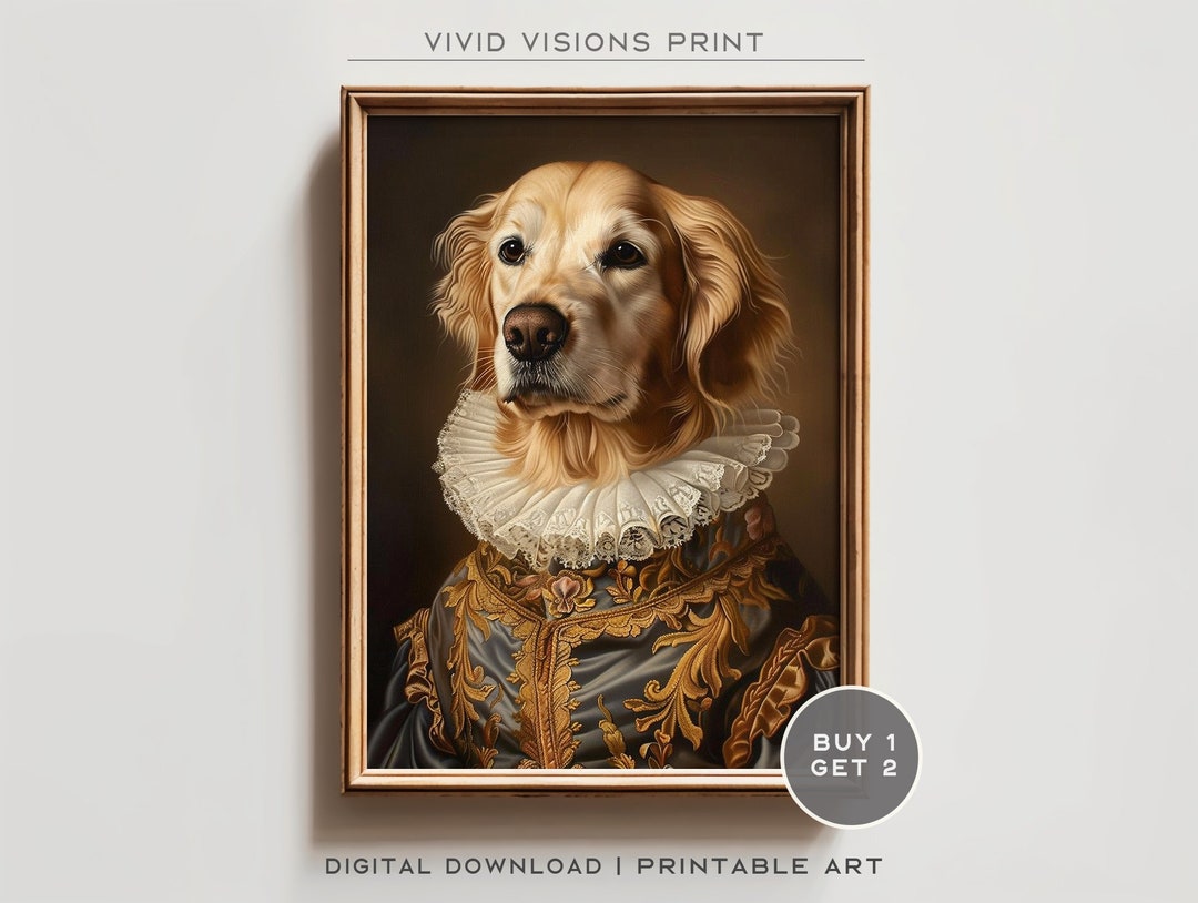 Victorian Dog Portrait - Gothic Canvas Wall Art, Renaissance Painting ...
