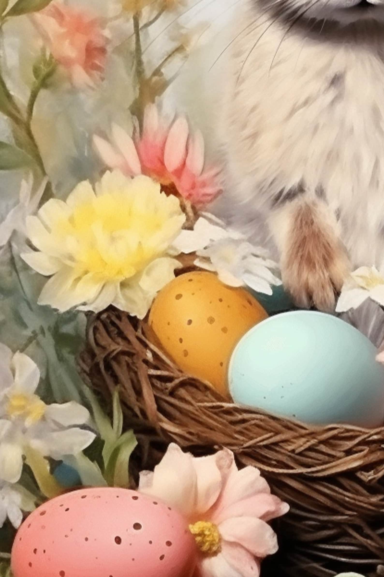 Vintage Easter Bunny Print, Spring Meadow Rabbit Painting, Farmhouse ...