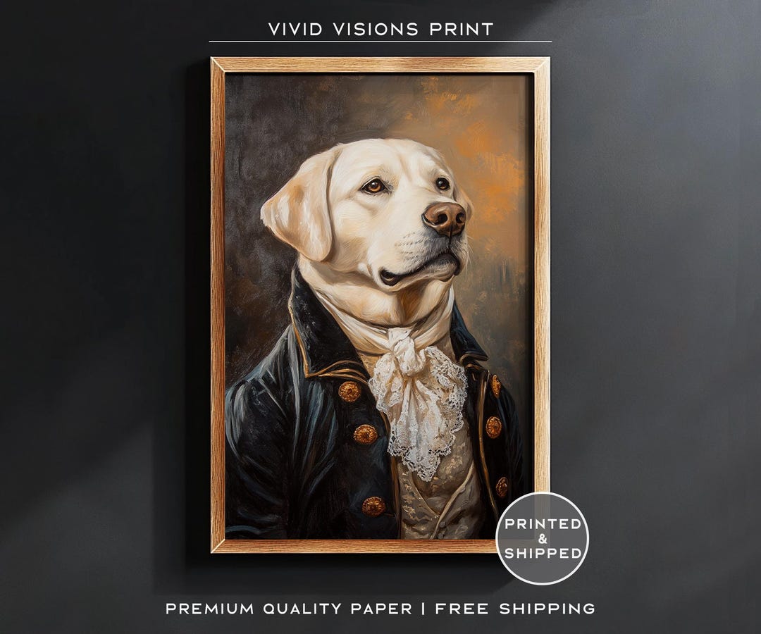 Victorian White Labrador Retriever Portrait - Gothic Canvas Art ...