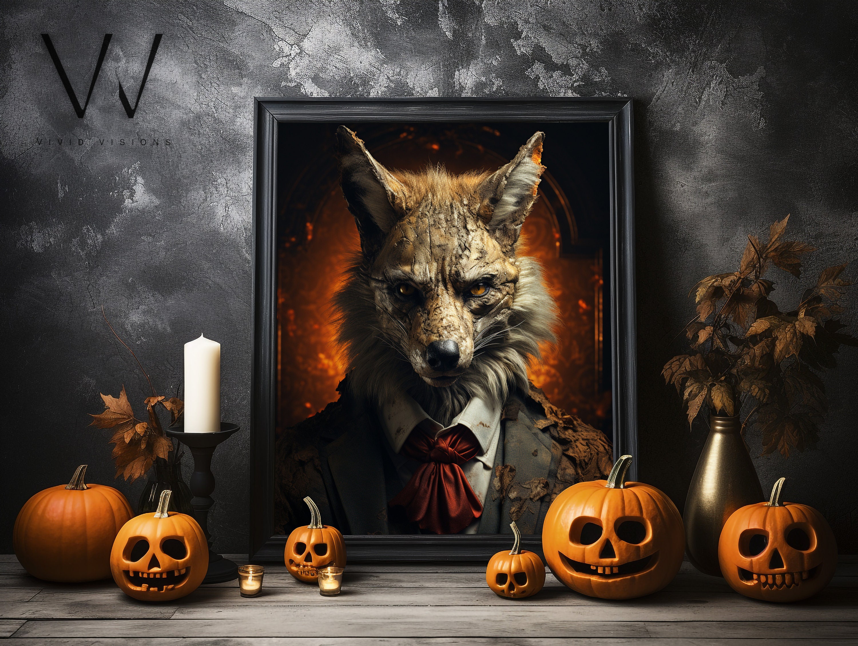 Spooky Vintage Aristocratic Fox Portrait Halloween Decor - Etsy