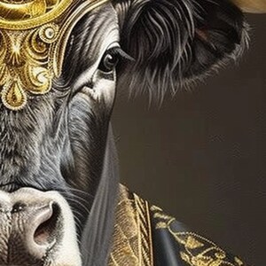Modern Bull Portrait - Stylish Animal Art - Bull in Gold Embellished ...