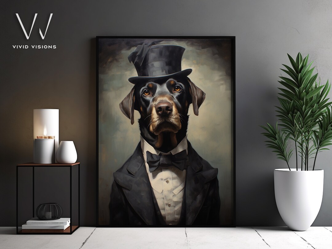 Victorian Dog Portrait - Gothic Canvas Wall Art - Renaissance Painting ...