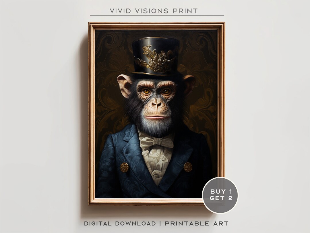 Victorian Monkey Portrait - Gothic Canvas Wall Art, Renaissance ...