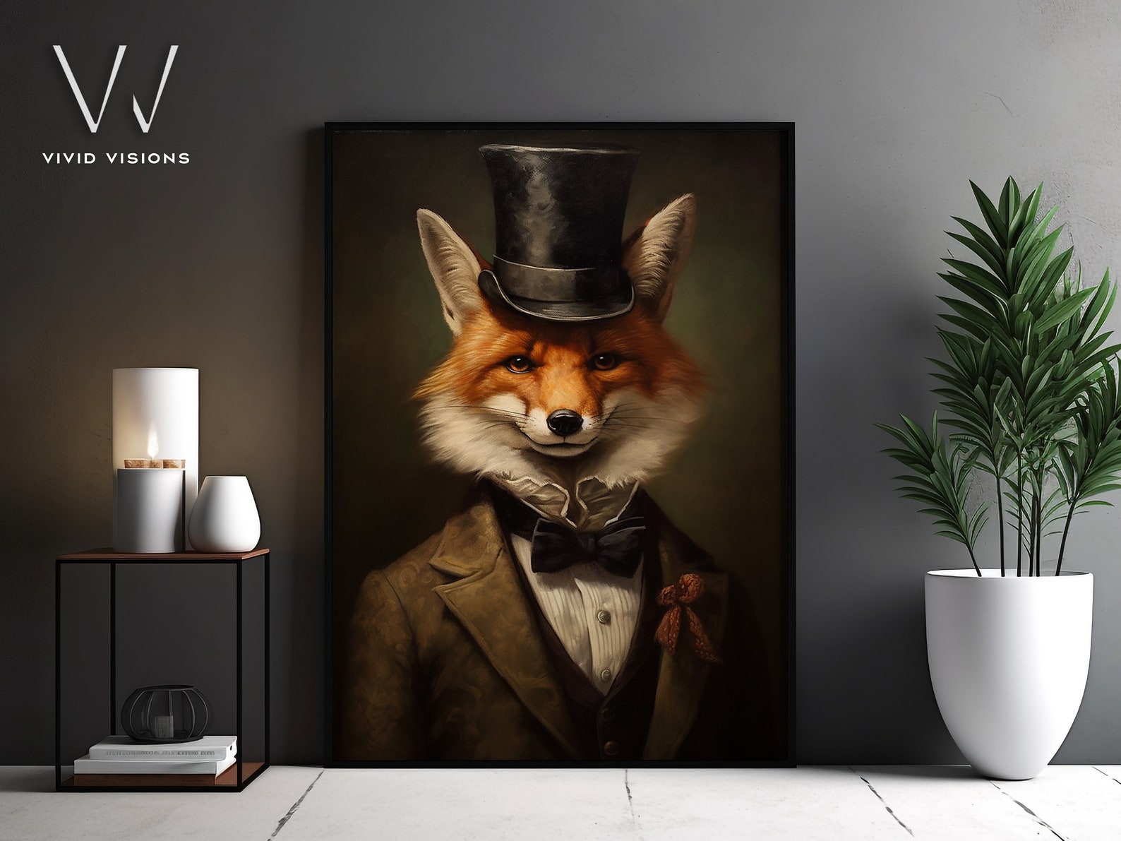 Victorian Fox Portrait - Gothic Canvas Wall Art - Renaissance Painting ...