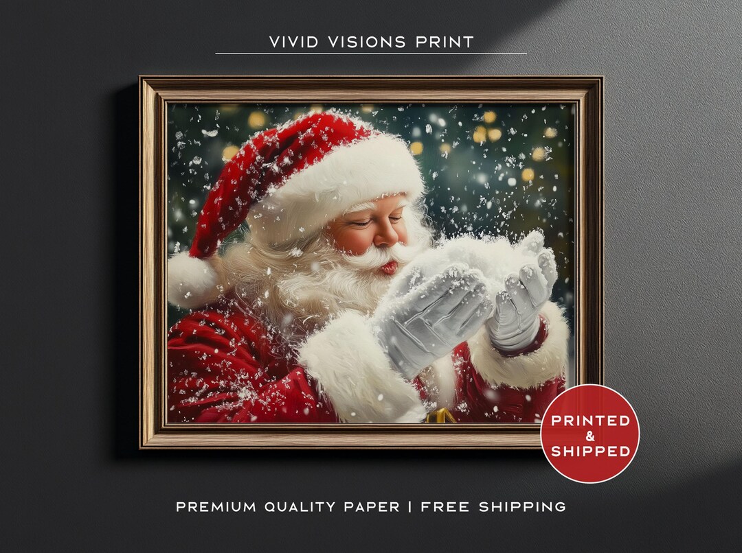 Santa Blowing Snow Art Print – Magical Winter Wonderland Christmas ...