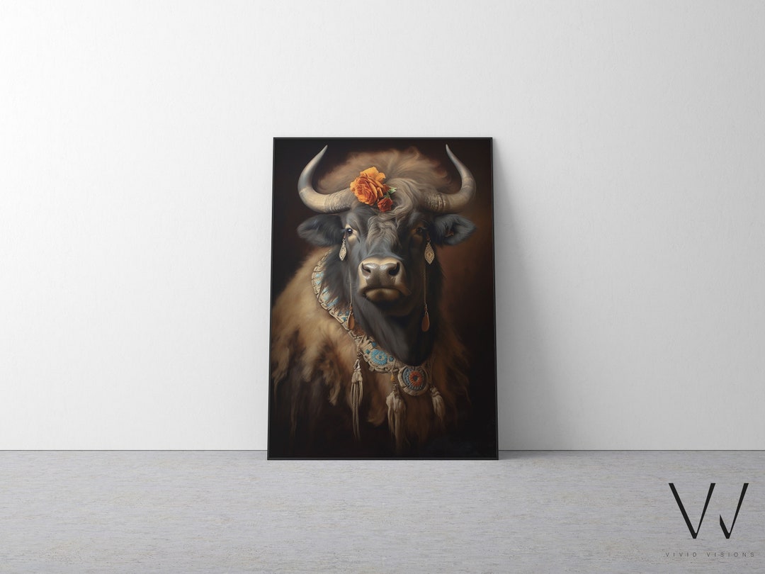 Victorian Highland Cow Portrait Gothic Canvas Wall Art, Renaissance ...