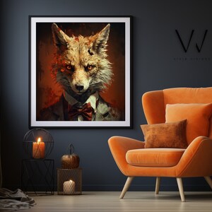 Spooky Vintage Aristocratic Fox Portrait Halloween Decor Unique ...