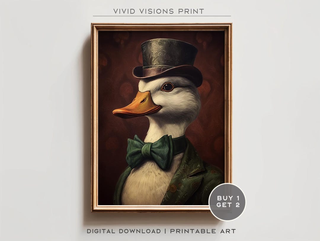 Victorian Duck Portrait - Gothic Canvas Wall Art - Renaissance Painting ...