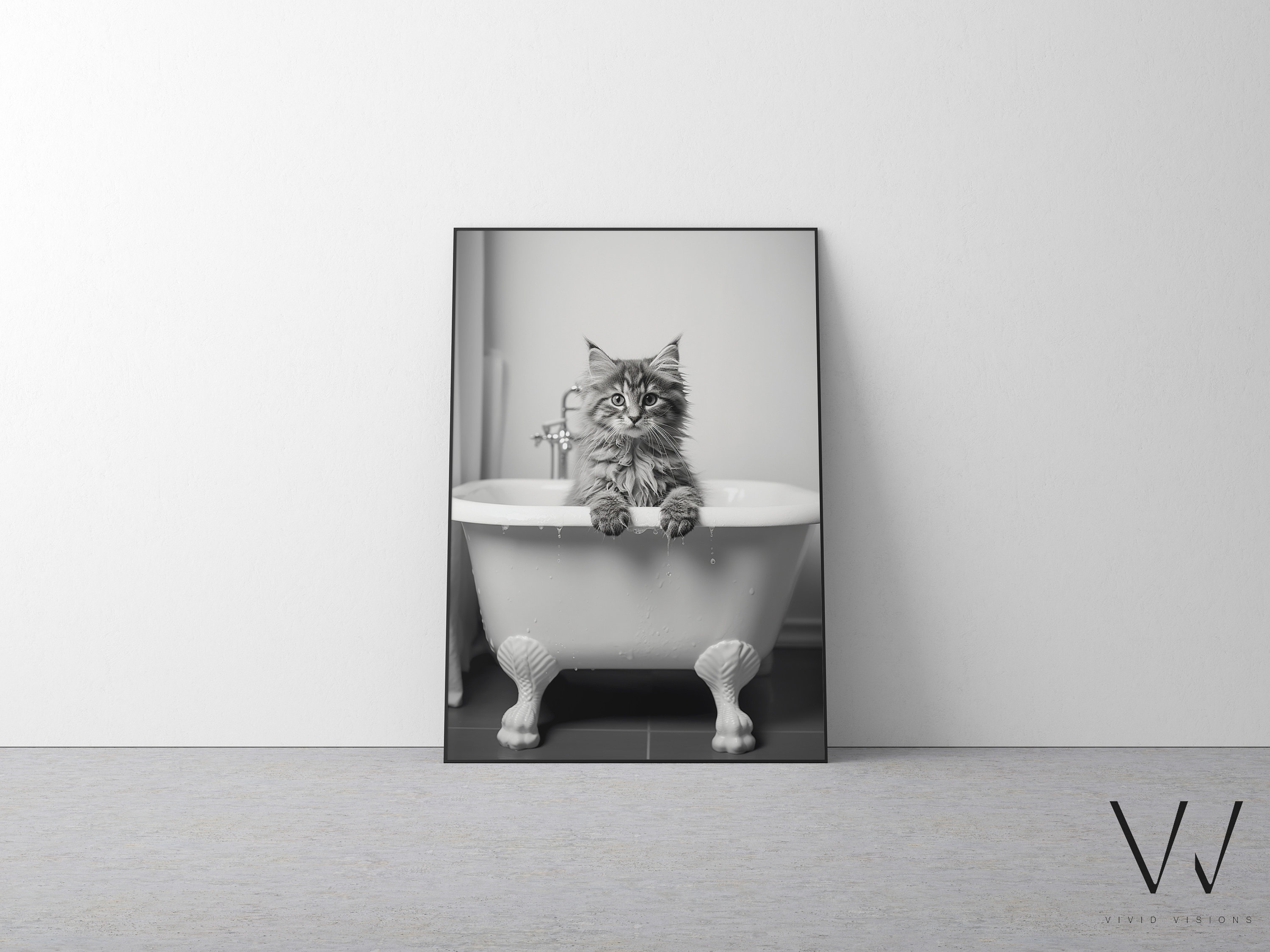 Cute Kitty in Tub Printable Wall Art Kitty Photography - Etsy