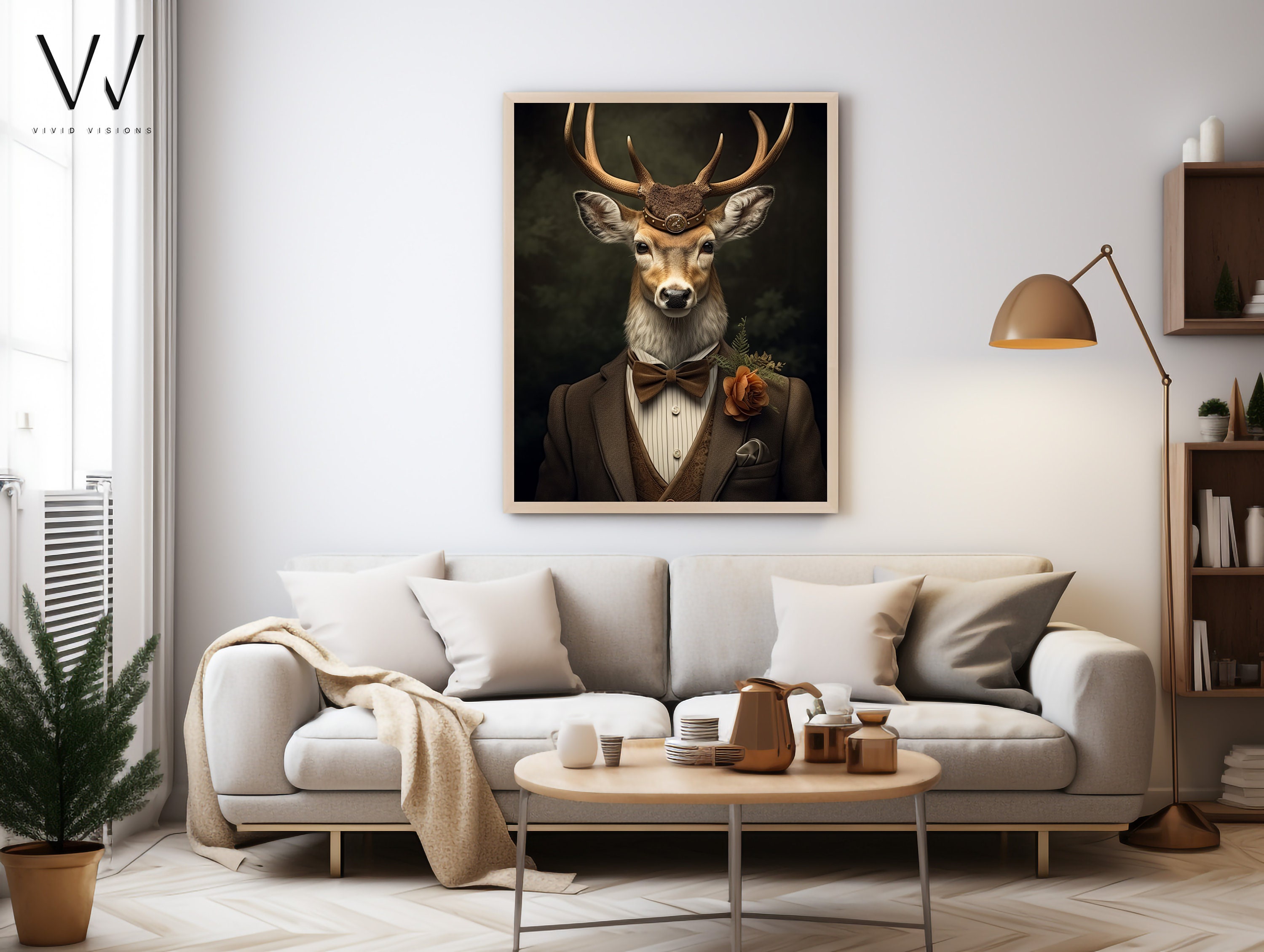 Victorian Stag Deer Portrait - Gothic Canvas Wall Art - Renaissance ...