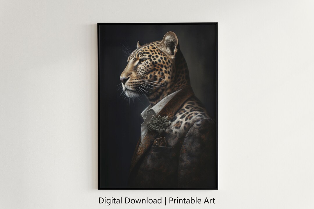 Vintage Aristocratic Leopard Portrait - Unique Renaissance Painting ...