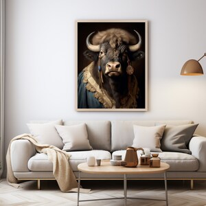Victorian Highland Cow Portrait Gothic Canvas Wall Art, Renaissance ...