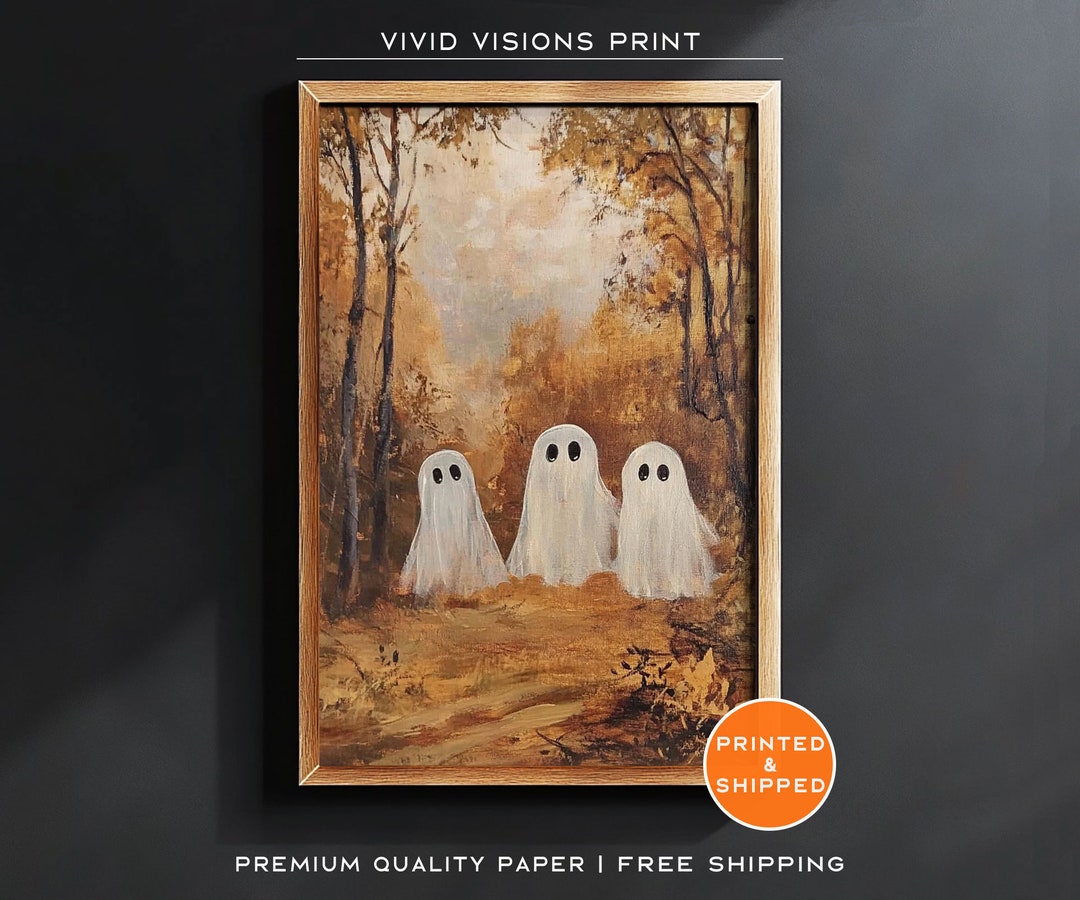 Autumn Forest Ghosts Art Print - Halloween Wall Decor - Dark Academia ...