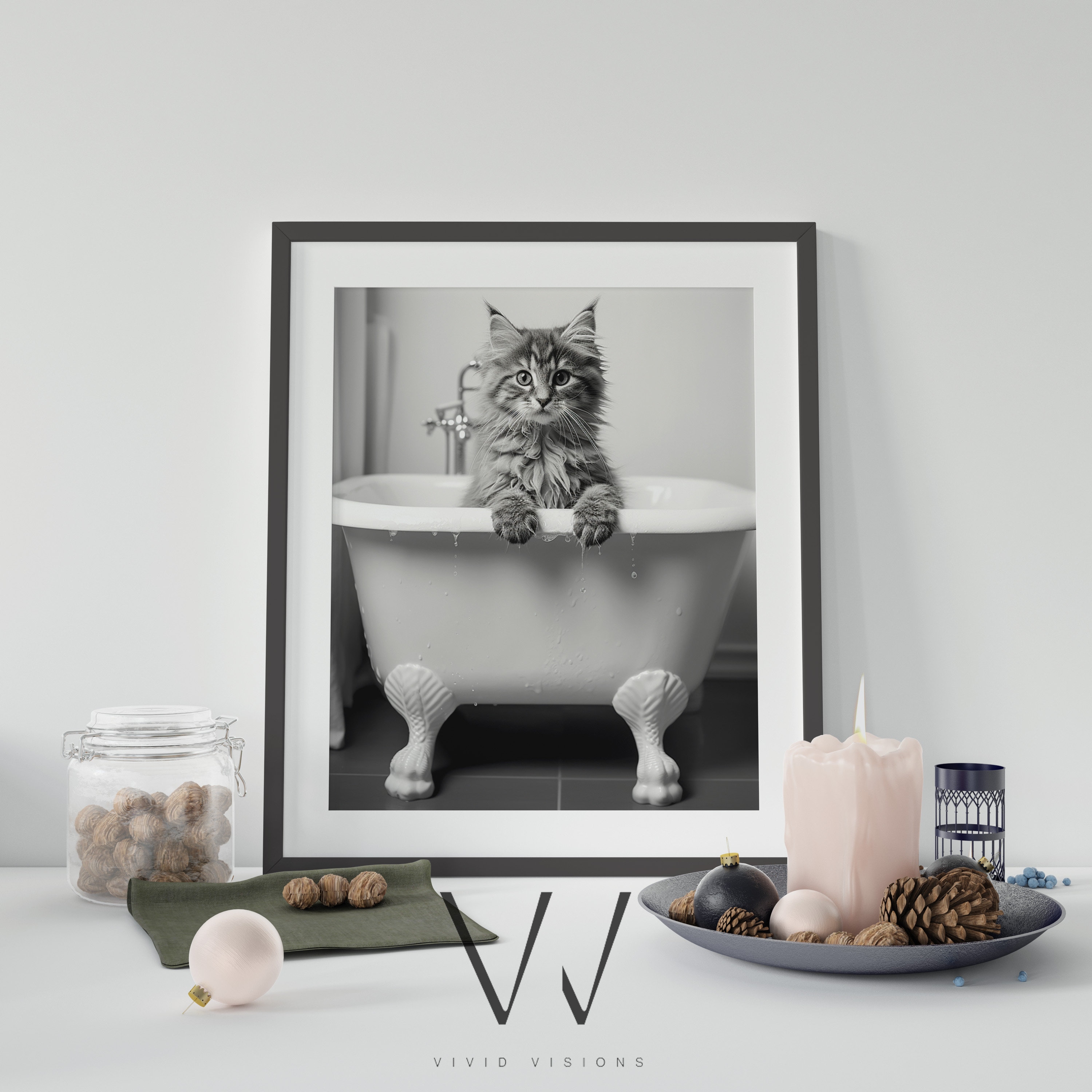 Cute Kitty in Tub - Printable Wall Art | Kitty Photography | Bathroom ...