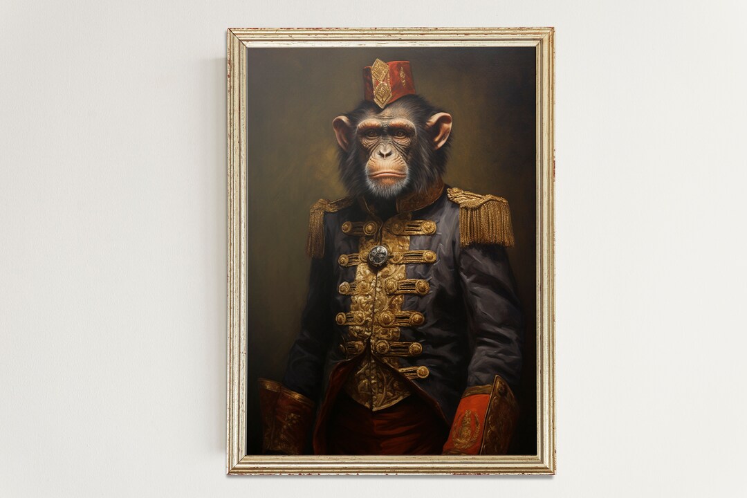 Vintage Aristocratic Monkey Portrait in Warrior Suit - Unique ... Vintage Aristocratic Monkey Portrait in Warrior Suit - Unique ...