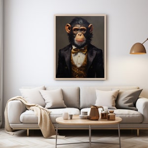 Victorian Monkey Vintage Gothic Canvas Art Print - Dark Academia Monkey ...
