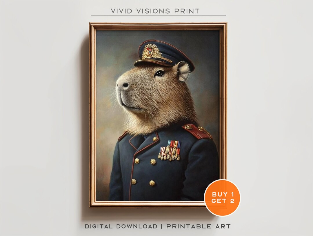 Vintage Aristocratic Capybara Portrait in Suit, Capybara Art, Unique ...