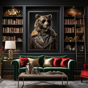 Modern Bear Portrait in Sunglasses - Bear in Leather Jacket ...