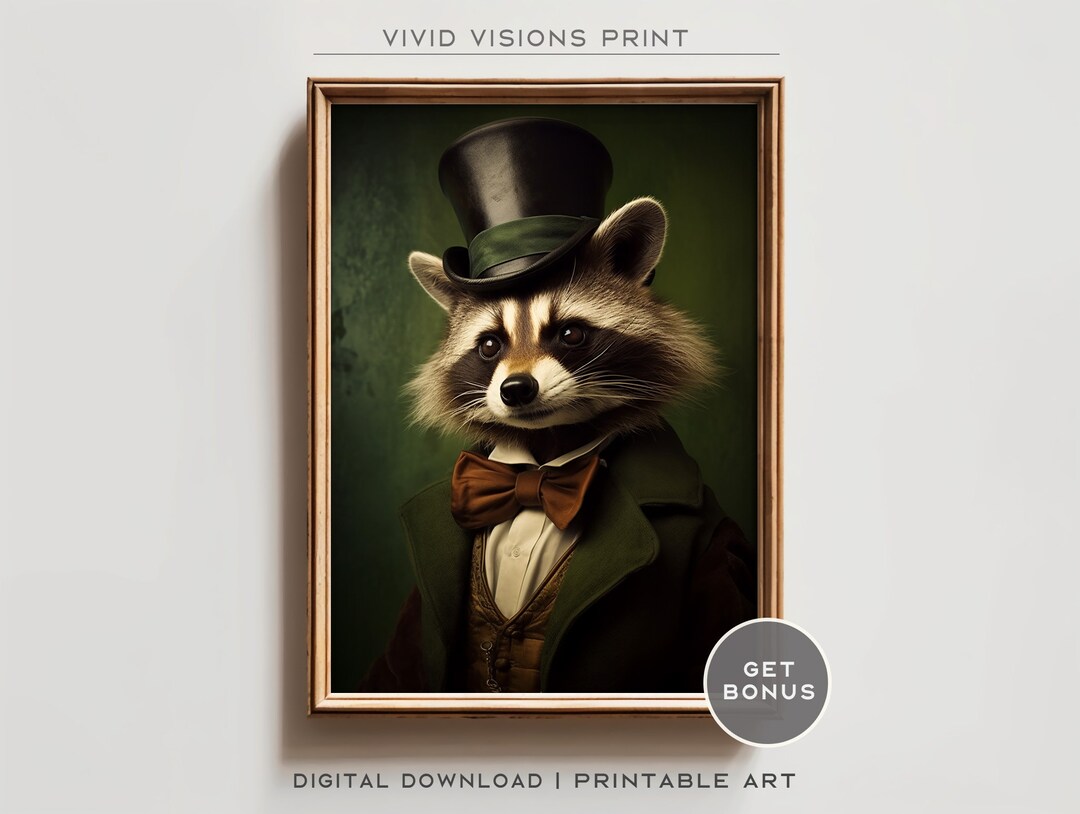 Victorian Raccoon Portrait - Gothic Canvas Wall Art - Renaissance ...