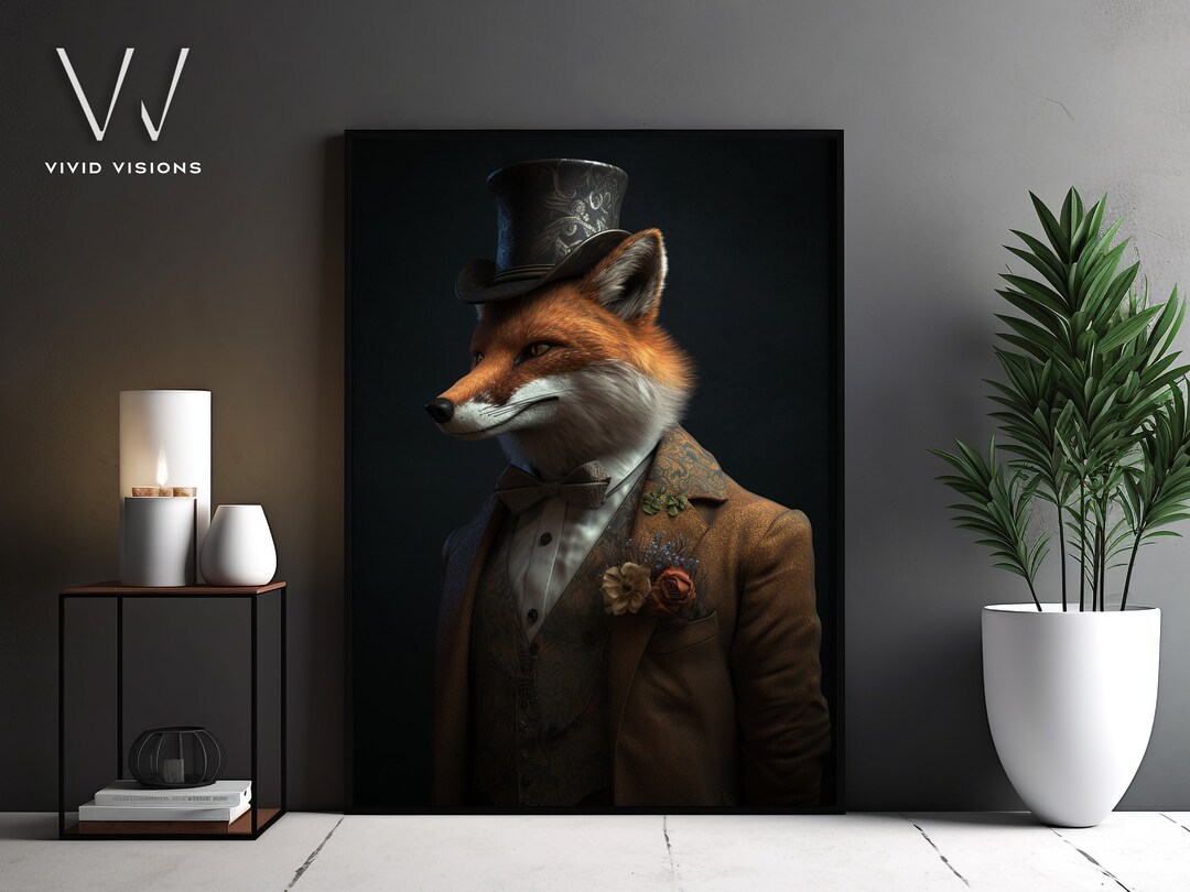 Vintage Viktorianischer Fuchs im Anzug Porträt Gothic Leinwand Kunstdruck Modernes Haus ...