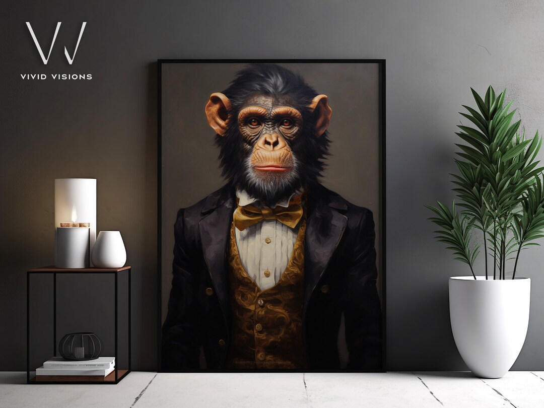 Victorian Monkey Vintage Gothic Canvas Art Print - Dark Academia Monkey ...