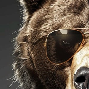 Modern Bear Portrait in Sunglasses - Bear in Leather Jacket ...