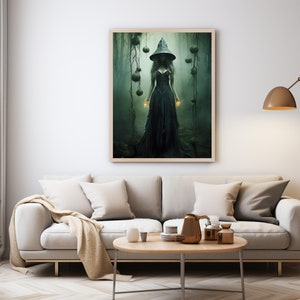 Enchanted Forest Witch Art Print, Halloween Decor, Dark Academia ...