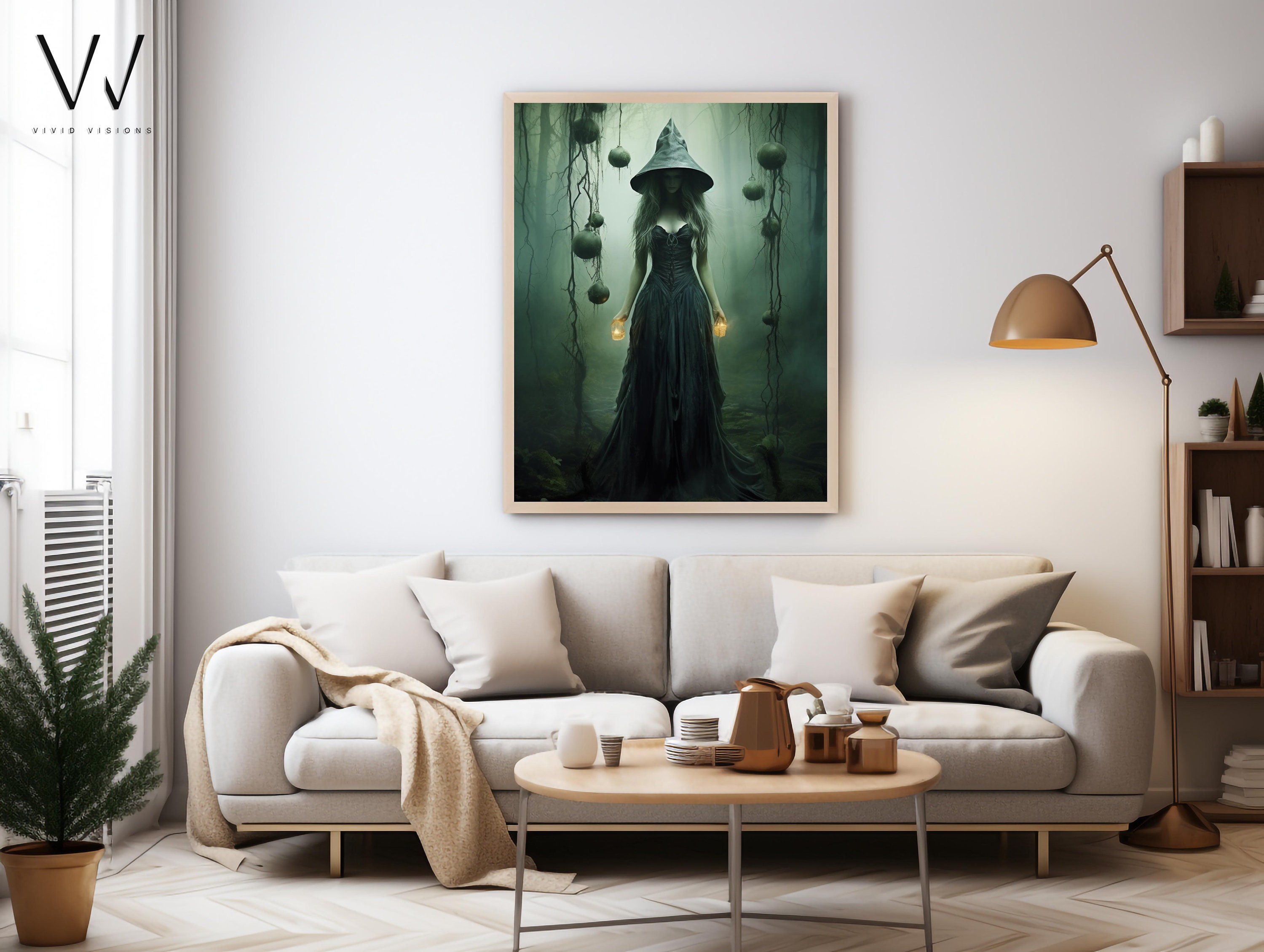 Enchanted Forest Witch Art Print, Halloween Decor, Dark Academia ...