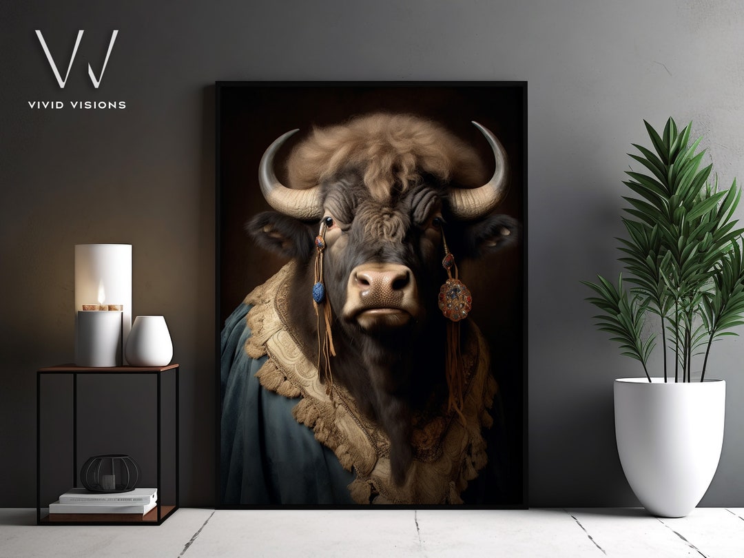 Victorian Highland Cow Portrait Gothic Canvas Wall Art, Renaissance ...