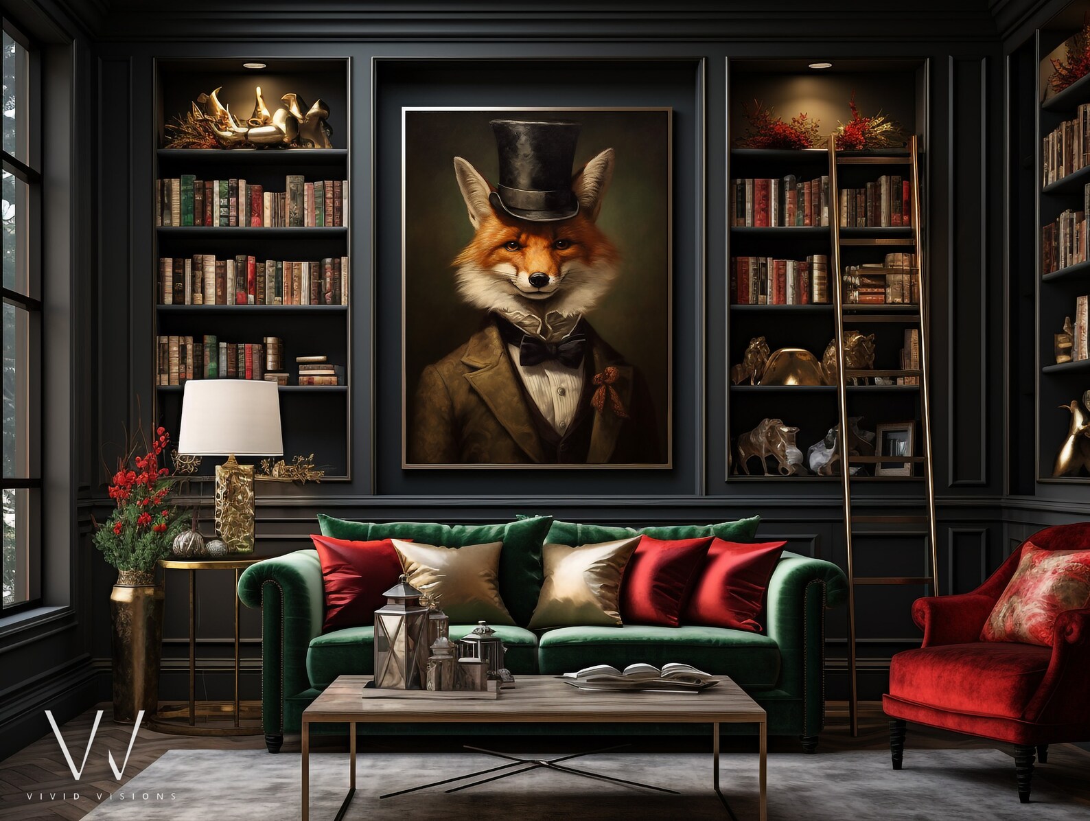 Victorian Fox Portrait - Gothic Canvas Wall Art - Renaissance Painting ...