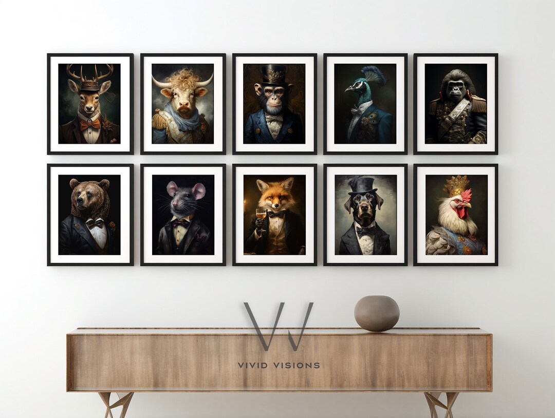Victorian Animals Portrait - Bundle of 10, Gothic Art - Renaissance ...