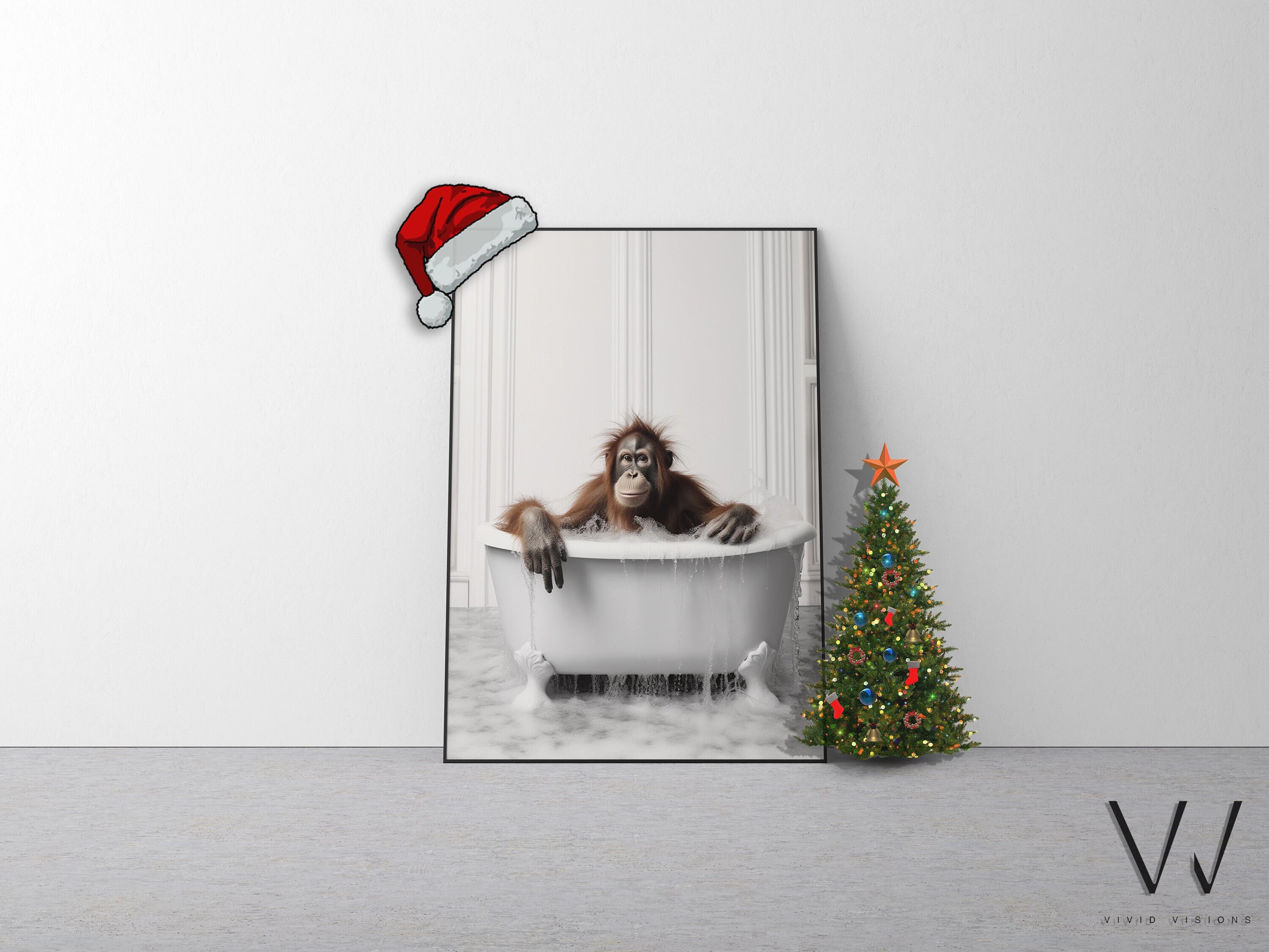 Whimsical Monkey in Tub Printable Wall Art Monkey Photography Bathroom ...