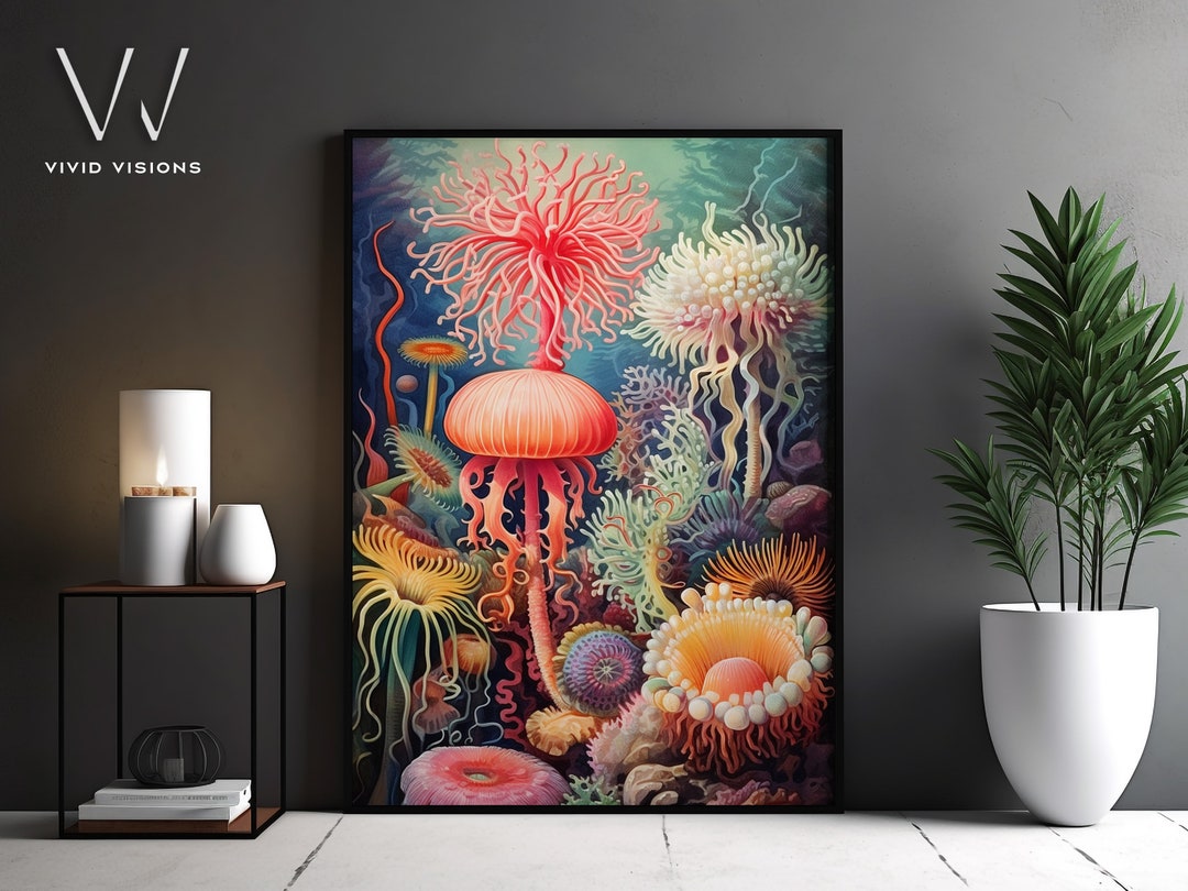 Vintage Ernst Haeckel Sea Anemones Print Nautical Decor Ocean Wall Art ...