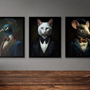 Renaissance Animals Portrait, Bundle of 11, Quirky Animal Art Lovers ...