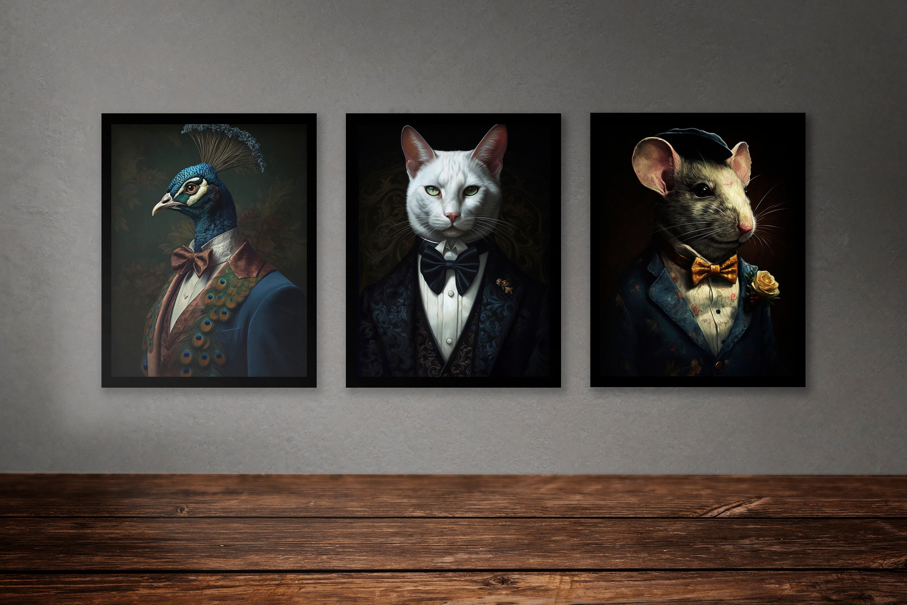 Renaissance Animals Portrait, Bundle of 11, Quirky Animal Art Lovers ...